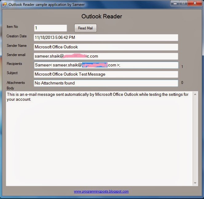 Reading emails from MS Outlook using C#.Net - Programming Posts